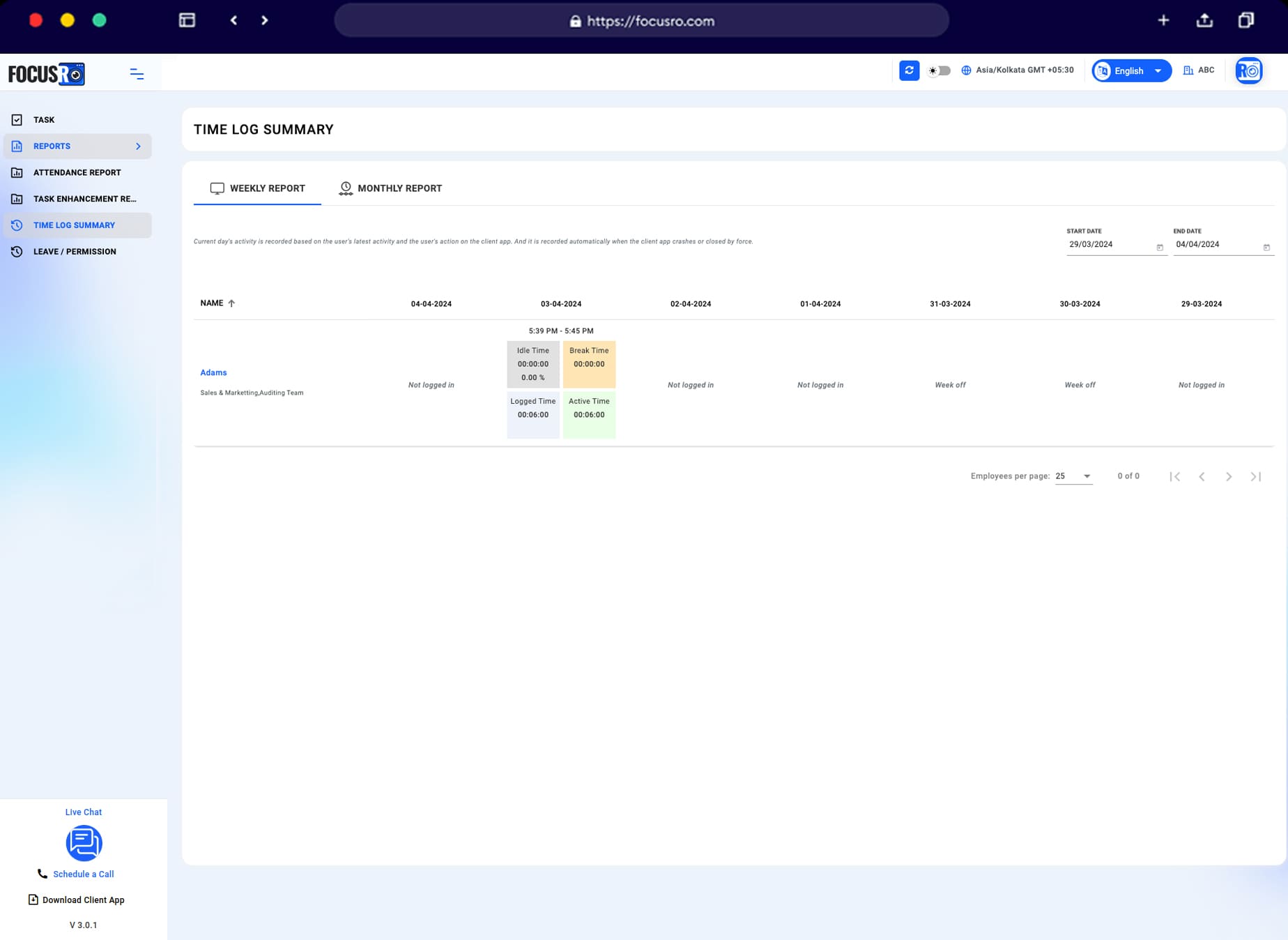 Automated Employee Productivity Monitoring HR Software using Machine Learning : FocusRO