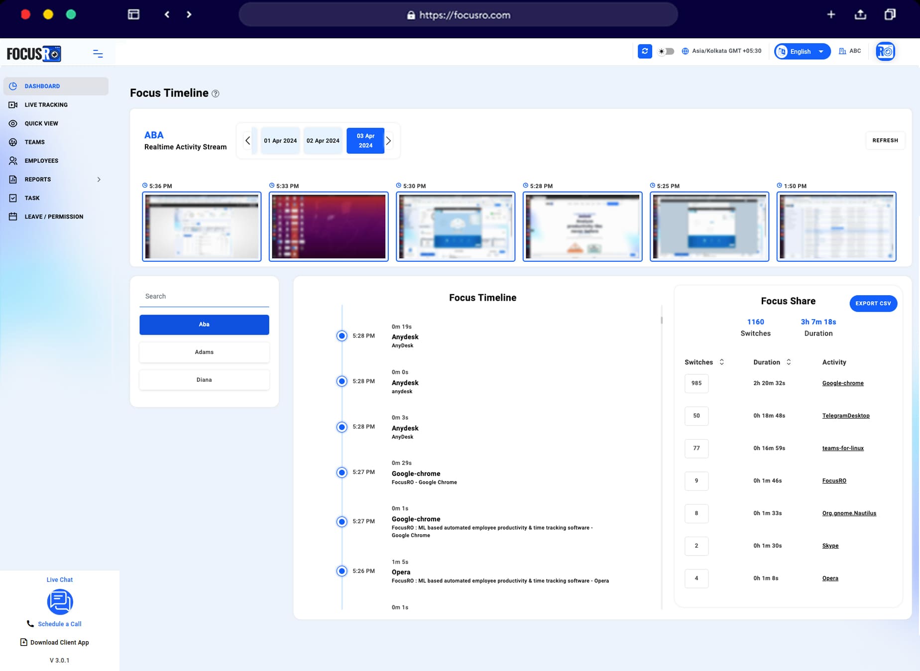 Automated Employee Productivity Monitoring HR Software using Machine Learning : FocusRO