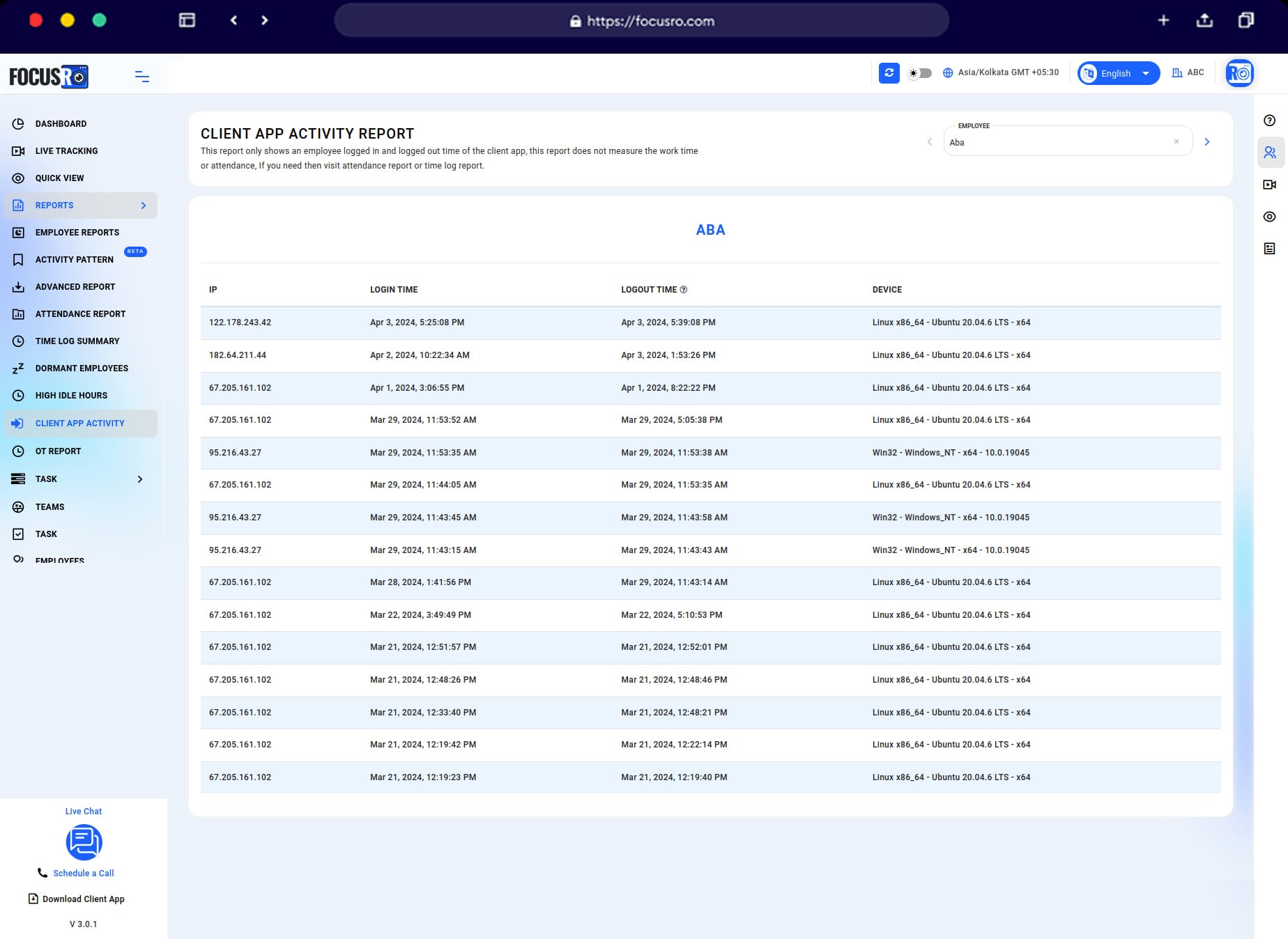 Automated Employee Productivity Monitoring HR Software using Machine Learning : FocusRO
